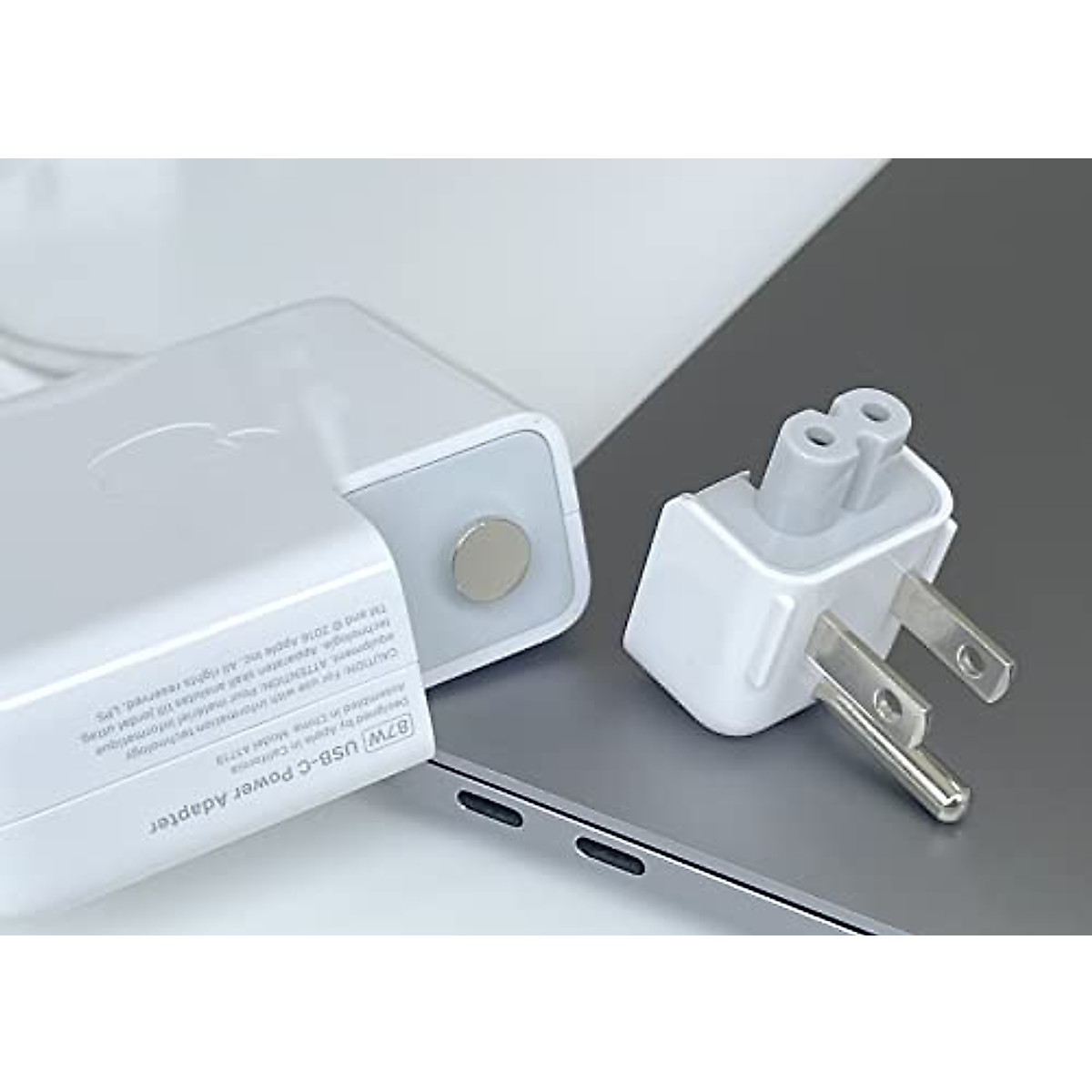 Grounded Duckhead for Apple Mac - No Tingling or Buzzing! - AC Wall Adapter Plug Duck Head 3-pin US Charger for MacBook/iPhone/iPod AC Power Adapter with Ground Prong - Won't Slip from Outlet