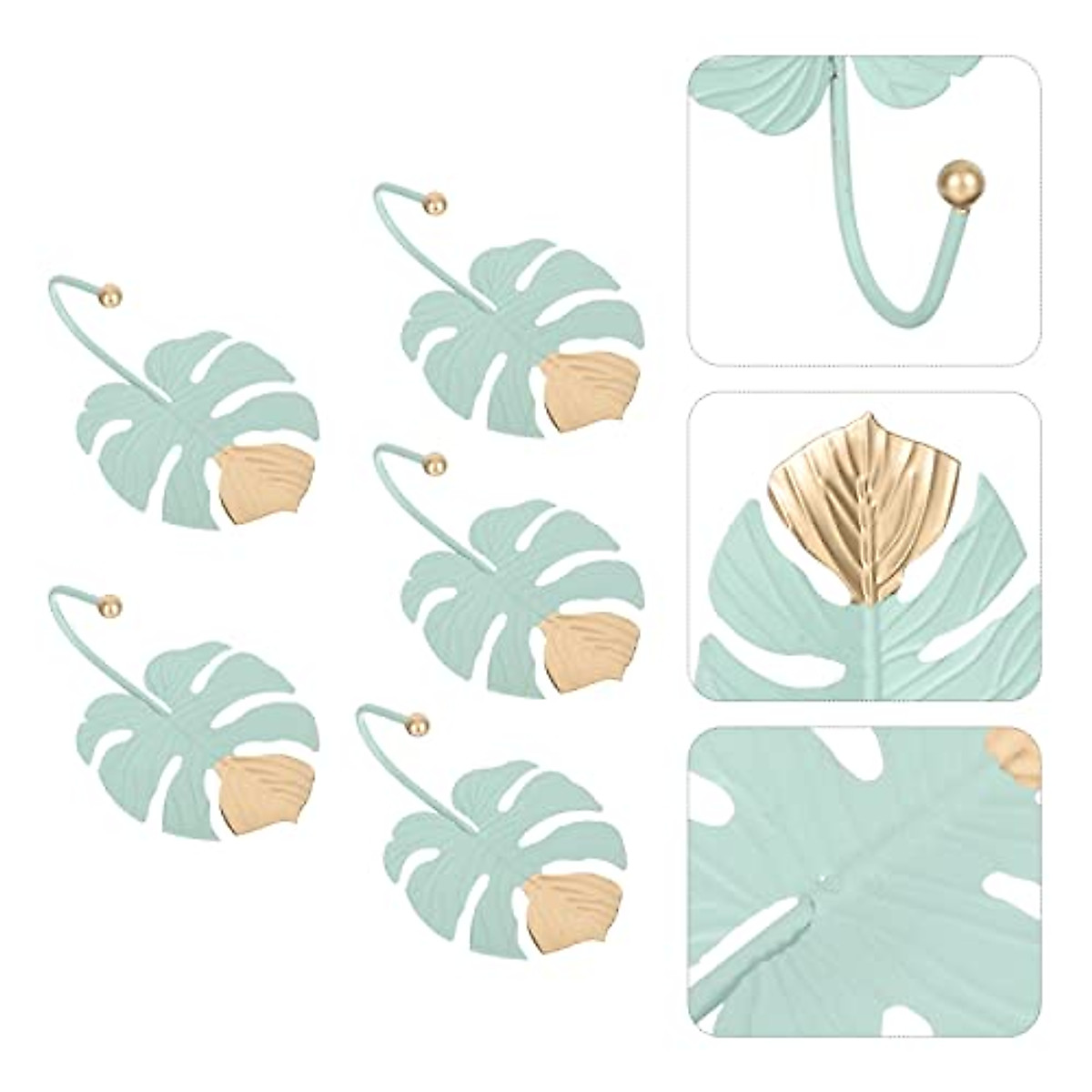 DOITOOL Metal Hangers Palm Leaf Wall Hooks Hanger: 5pcs Decorative Monstera Leaf Towel Hooks Rustic Key Hangers for Coat Hat Robe Entryway Car Key Holder