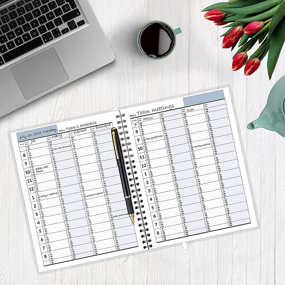 Appointment Book, Schedule Planner by StriveZen, 2024 2025, Daily, Hourly, 15 Minutes Increments, Weekly Scheduling, 7" x 8-3/4", Pockets, 128 Pages, HARDCOVER, UNDATED