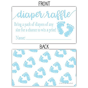 50 Blue Baby Feet Diaper Raffle Tickets - Boy Baby Shower Game