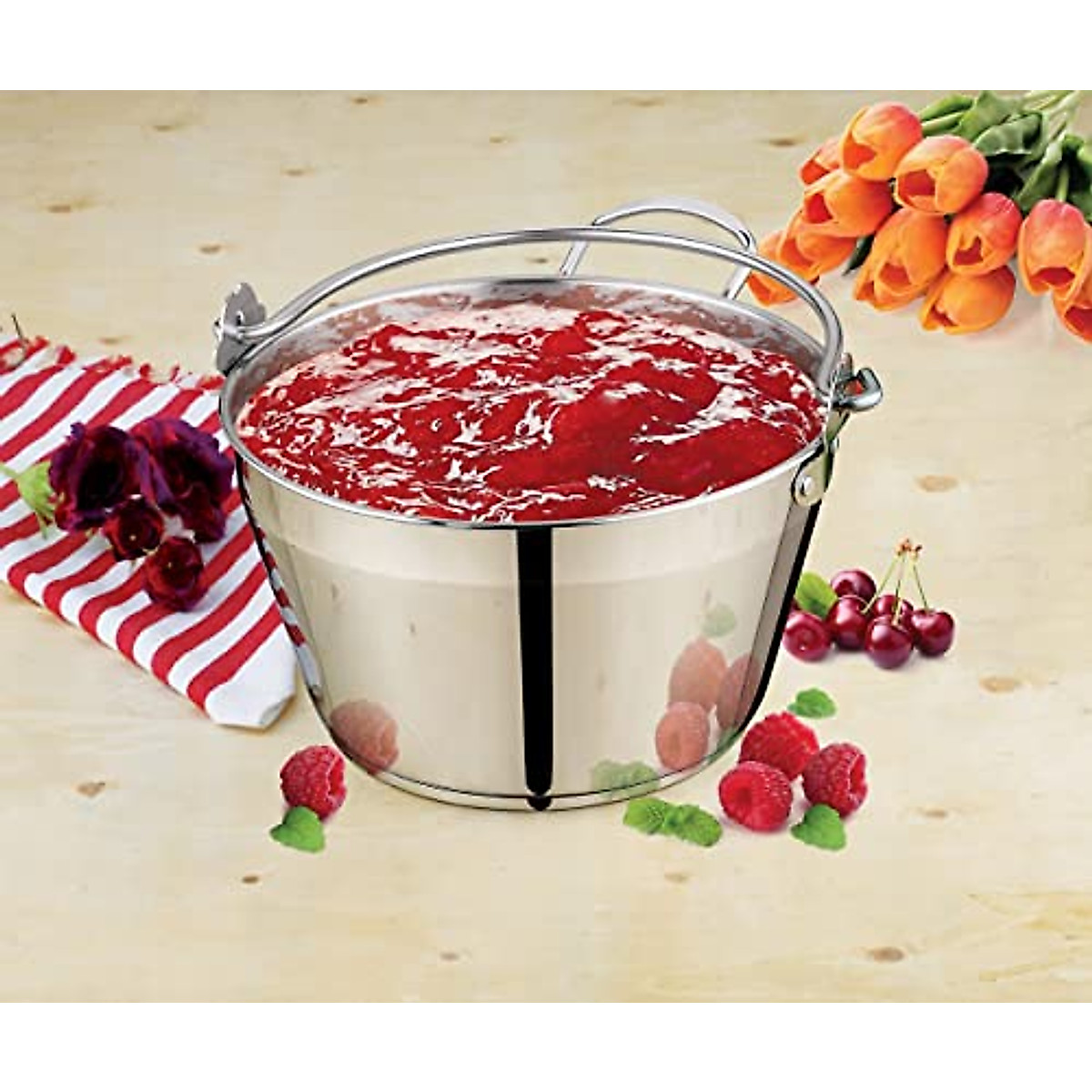 Penguin Home 3820 Professional Jam Maslin Pan-Capacity of 4.5 litres Induction Safe-Suitable for All Hobs-Diameter-24 cm, Stainless Steel, Aluminium, 4.5 liters