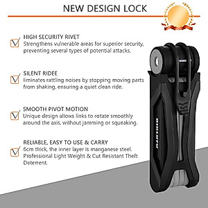 BIGLUFU Bike Lock Bicycle Scooter Motorcycle Folding Locks with 4Keys, Fold Chain Heavy Duty Alloy Steel Foldable Lock with Mounting Bracket 2pc Straps, 86cm/34 Unfolding, 1.92 lbs