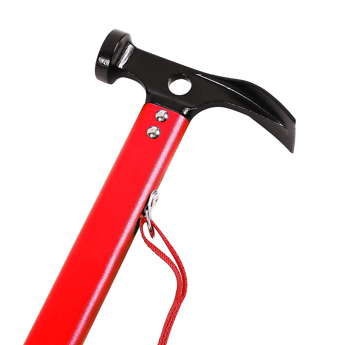 REDCAMP Aluminum Camping Hammer with Hook, 12" Lightweight Multi-Functional Tent Stake Hammer, Portable Camp Stake Mallet, Red