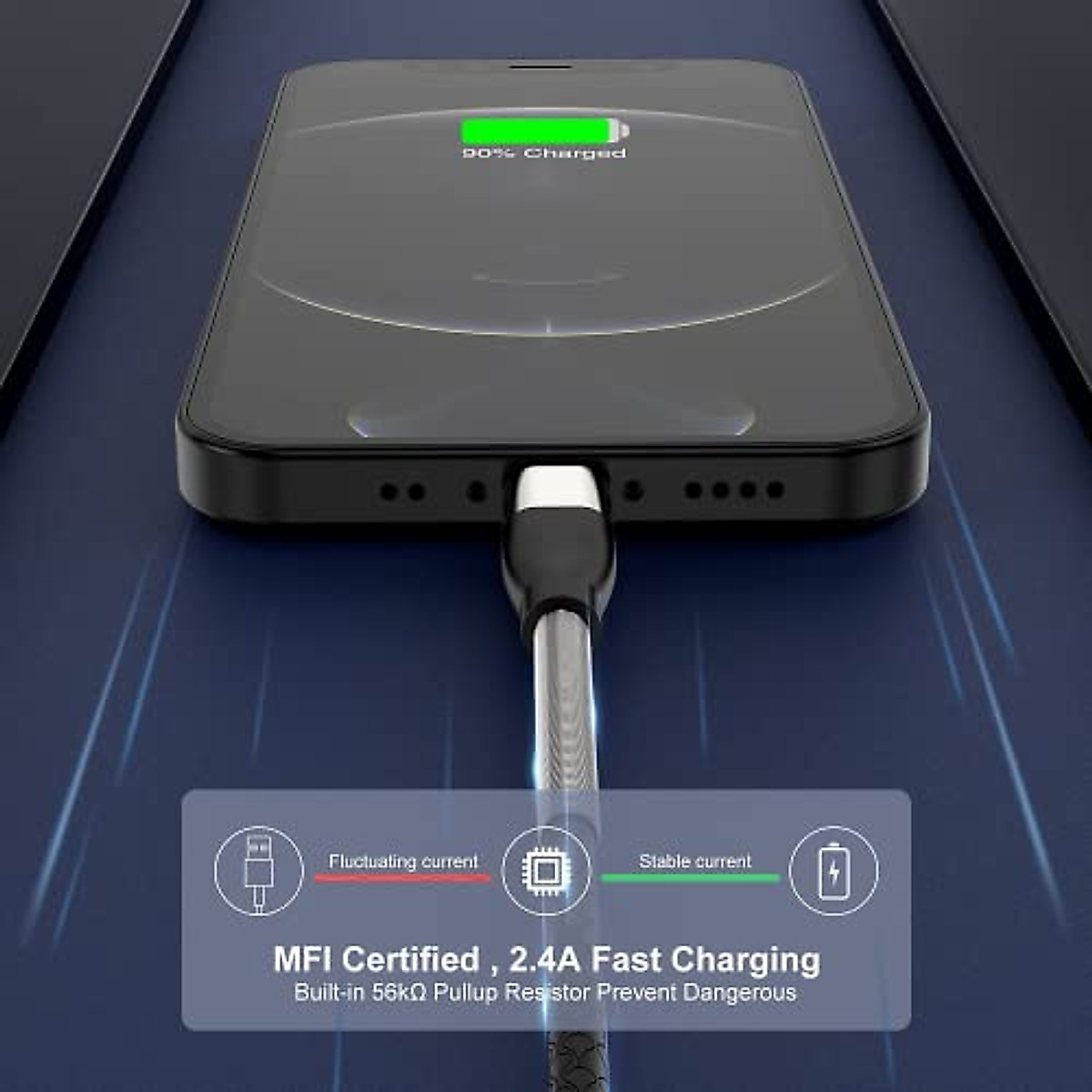 for iPhone Charger 6 feet,6ft USB iPhone Charging Cable Cords,Long Apple Phone Charging Cord Lightning Cable 6 Ft for [Apple MFi Certified] Apple Products-iPhone 12 11/11Pro/11Max/X/XS/XR/8/SE(2Pack