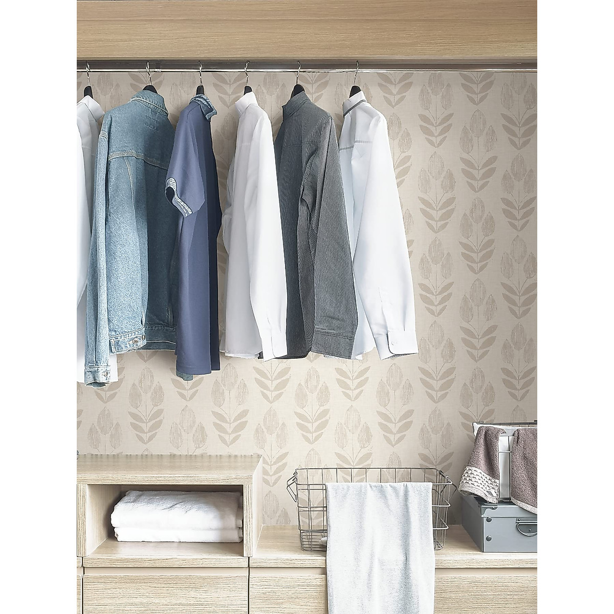 NuWallpaper Cream Folk Tulip Peel & Stick Wallpaper