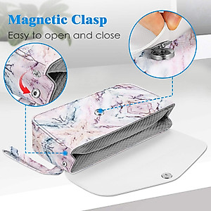 Fintie Carrying Case for Nintendo Switch OLED Model 7.0"/Switch 6.2" - Portable Travel Bag Protective Sleeve Pouch with Game Card Slots & Large Pocket for Switch and Accessories, Marble Pink