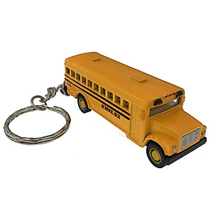 KiNSFUN Classic Mini School Bus 2.5 Inches Die Cast Metal Model Key Chain
