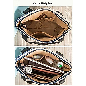 YHSHYZH Medium Tote Handbag Black & White Striped Daily Satchel Shoulder Purses with Multi-Pockets Canvas Vaction Work Tote with Zipper Spring Summer Beach Bag Gifts for Womens (M Black+White)