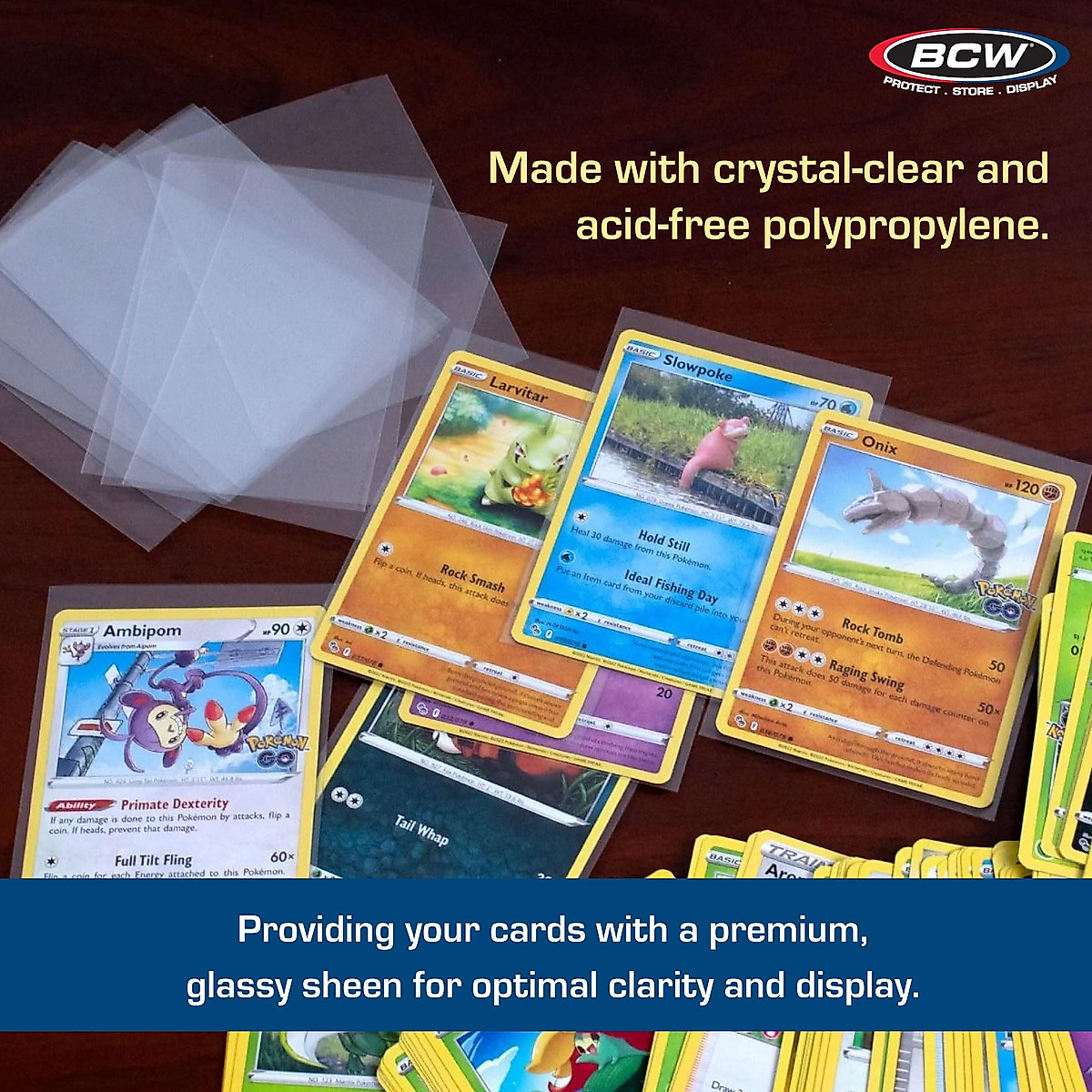 BCW Standard Card Sleeves - 2-5/8" x 3-5/8" - 100 Packs (10,000ct Total) | Crystal Clear Acid-Free, Toploader | Trading Card Sleeves for Baseball, Basketball, Football, Hockey, Pokemon, MTG, etc