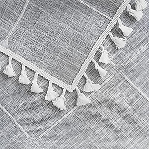 Oubonun Rustic Lattice Tablecloth (55"x70") Cotton Linen Grey Rectangle Table Cloths for Kitchen Dining, Party, Holiday, Christmas, Buffet