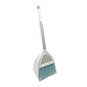 Xifando Mini Broom with Dustpan for Kids,Little Housekeeping Helper Set (White+Blue)