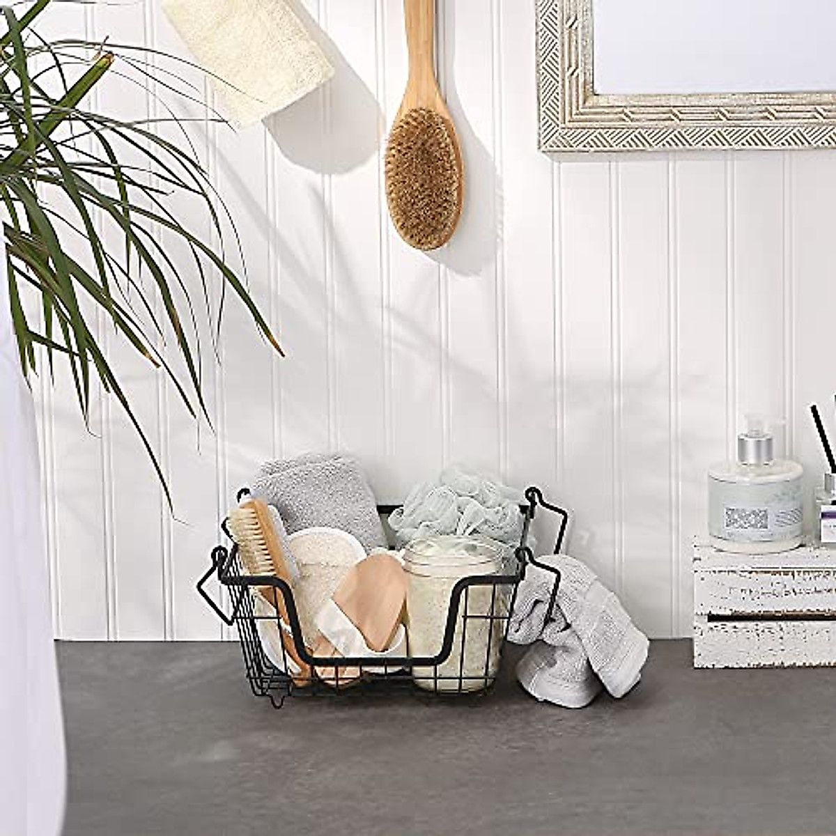 DII Metal Wire Mesh Stackable Utility Storage Bin, Small, 11x11x6, Black