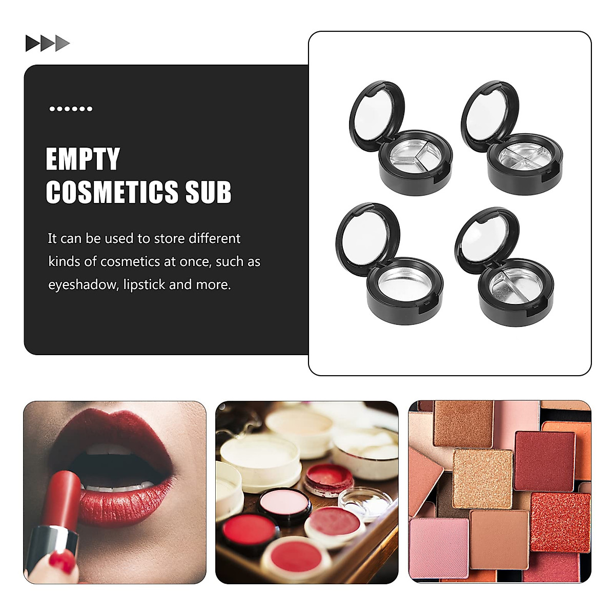 KALLORY 6pcs Empty Magnetic Eyeshadow Palette, Small Makeup Palette Lipstick Compact Containers Cosmetic Sample Storage Cases Magnetic Pallete for Makeup