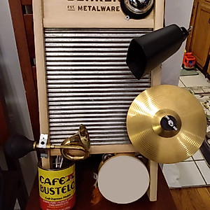 Acrux7 7 Inch Large Cow Bell Noise Makers, Metal Cowbell with Handle and Stick, Hand Percussion Music Cowbell for Sporting Events, Drum Set, Church, Weddings, Beautiful Clear Tapping Sound (Black)