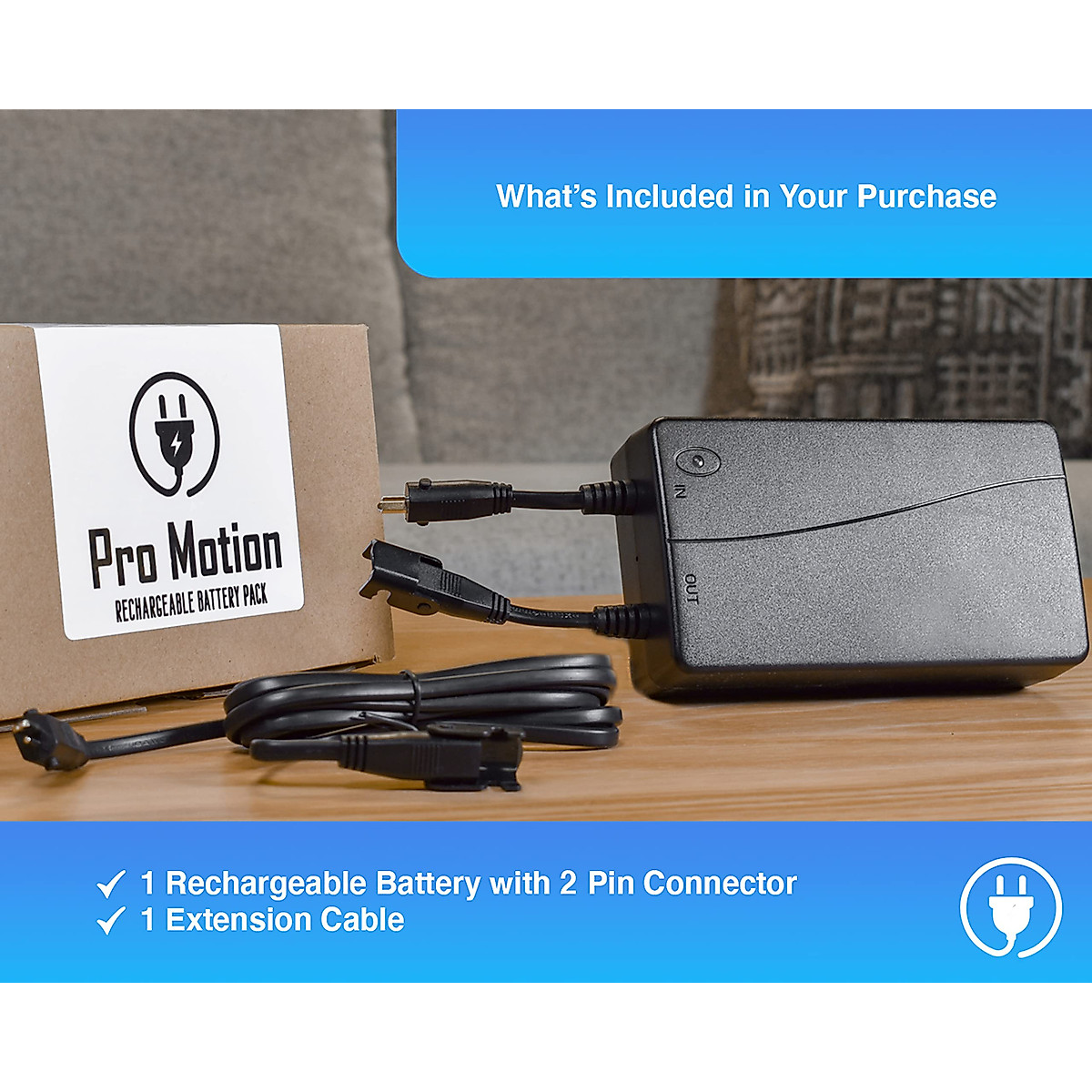 Pro Motion Rechargeable Battery Pack for Power Reclining Furniture. Universal Design for Electric Recliners, Sofas, Loveseats, Chairs and Couches