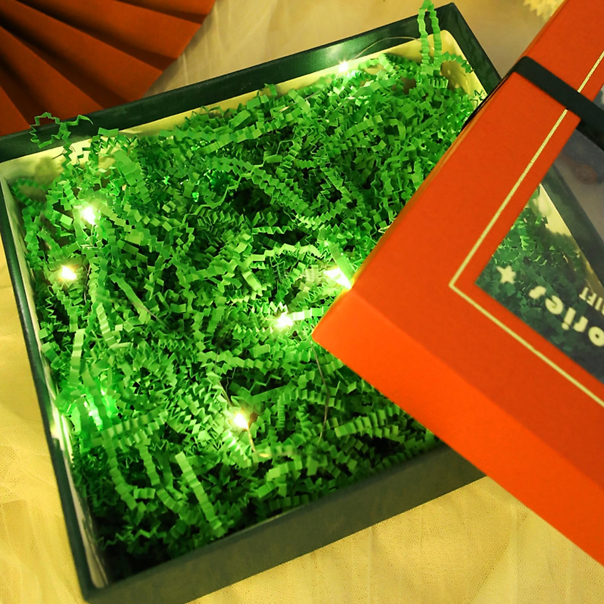 Uptotop 1/2LB Crinkle Cut Paper Shred Filler for Gift Wrapping Basket Filling, Birthday, Christmas, Thanksgiving, Wedding, Mother's Day (Five Colors)