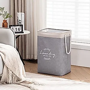 Fiona's magic 75L Large Laundry Hamper Basket with Detachable Brackets and Handle, Collapsible Storage Basket for Bedroom, Bathroom Clothing and Toys Organization, Grey