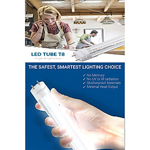 Alpha T8 T10 T12 LED Light Bulbs Clear or Frosted Lens 4FT 18W 6000K-6500K Cool White Bright Dual End Replacement 40W 4 FT Fluorescent Lamp Ballast Bypass Home Office Shop Pack of 4 (Clear Lens)