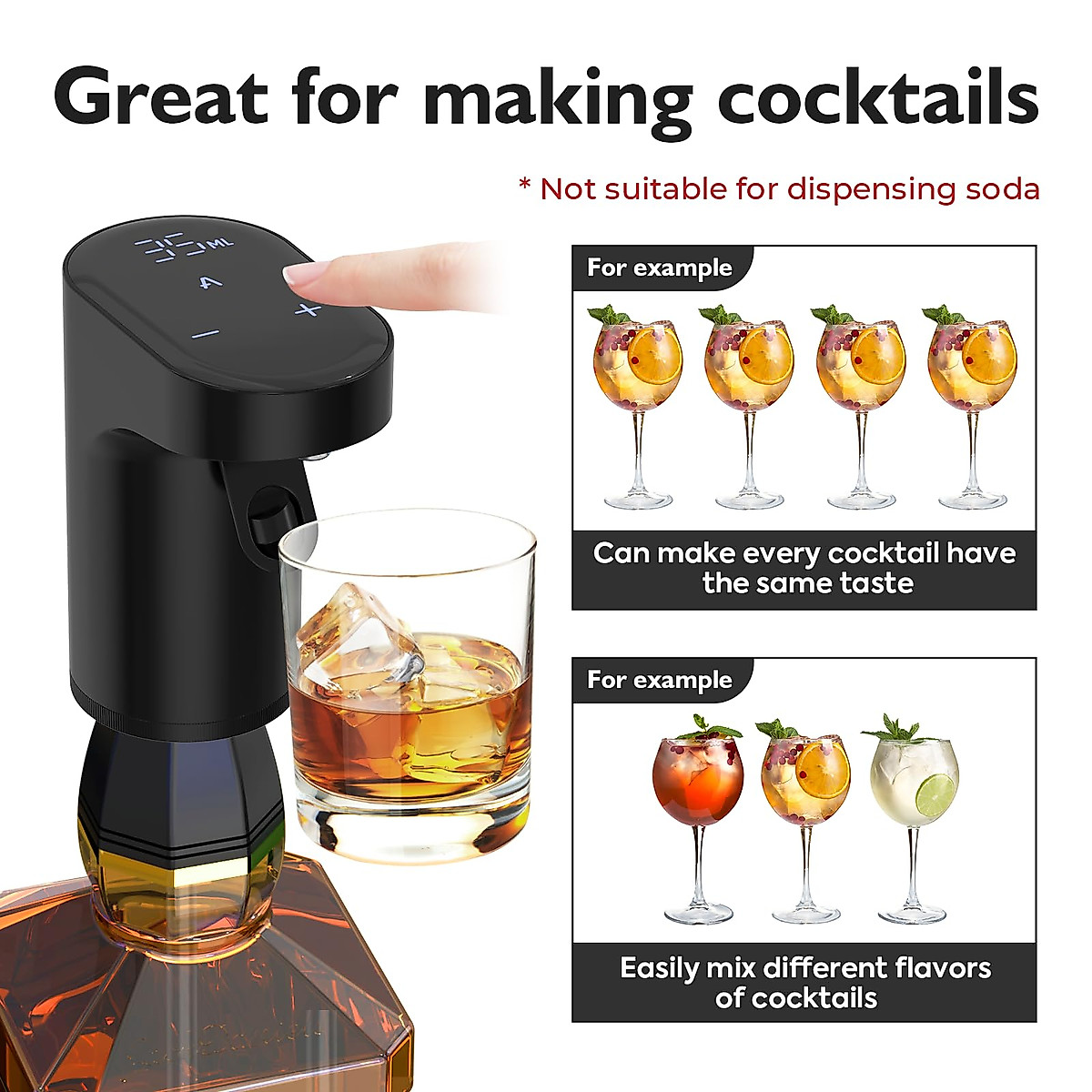 Redsack Electric Wine Decanter Aerator Dispenser Pourer Whiskey Adjustable Quantity Liquor Wine Pump Birthday Gift for Men Women Mom Dad Boss Brother Husband Funny Unique Gifts for Him (Black)