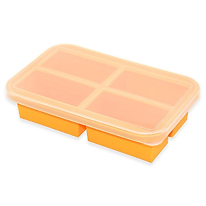 2 Pack Silicone Freezing Tray with Lid Makes 4 Perfect 1-Cup Portions, Easy-Release Silicone Freezer Tray, Food Freezer Mold, Freeze and Store Soup, Broth, Sauce, Leftovers Container, Soup Mold