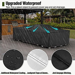 MR. COVER Patio Furniture Covers Waterproof, Outdoor Furniture Cover Fits up to 124L x 63W x 28H Inches, Rectangular Table and Chair Set Covers Rip-resistant Material with Windproof Buckles