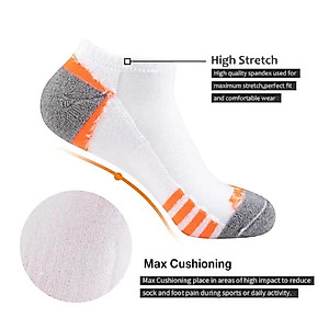JOYNÉE Mens Low Cut Casual Socks 6 Pack Men Comfort Cushioning Ankle Athletic Socks, White, Size 10-13