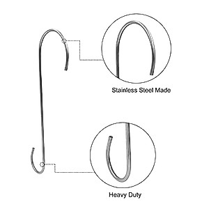 TQVAI 12-Inch Tree Branch Hook, Stainless Steel Bird Feeder Hook Hanger, Metal Hanging S Hooks for Bird Feeder, Bird House, Bird Bath, Plants, 3 Pack