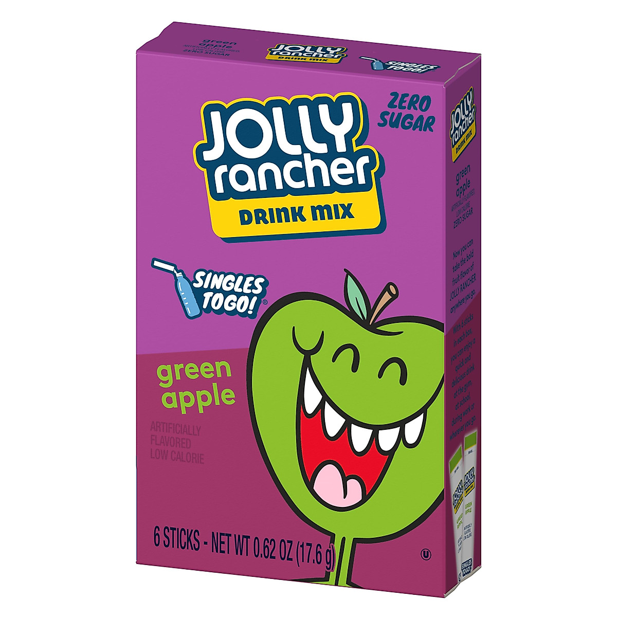 Jolly Rancher Singles To Go Powdered Drink Mix, Green Apple, 72 Total Servings, Sugar-Free Drink Powder, Just Add Water, 0.62 Ounce (Pack of 12)