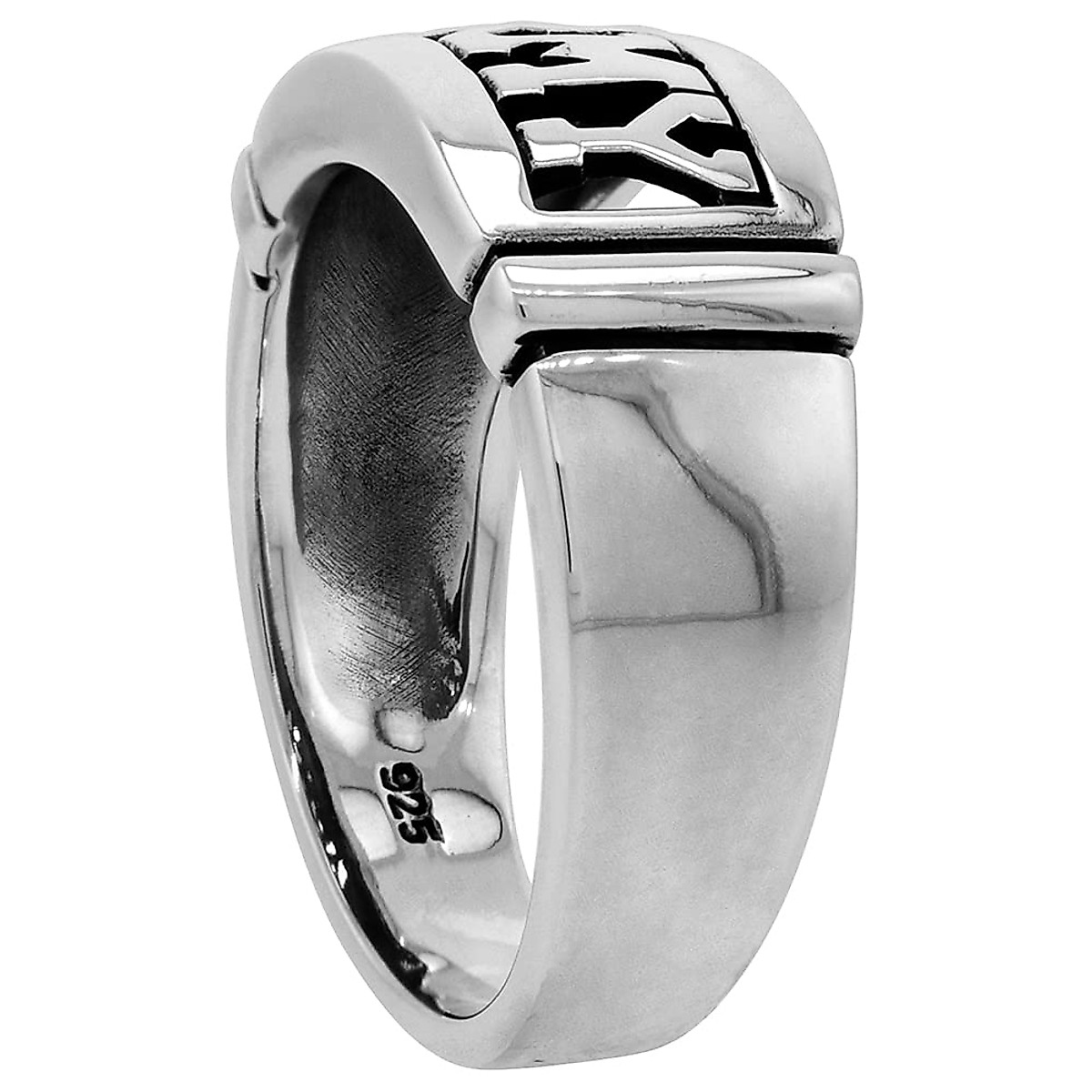 Sterling Silver ARMY Ring for Women and Men High Polished Solid 3/8 inch wide size 12