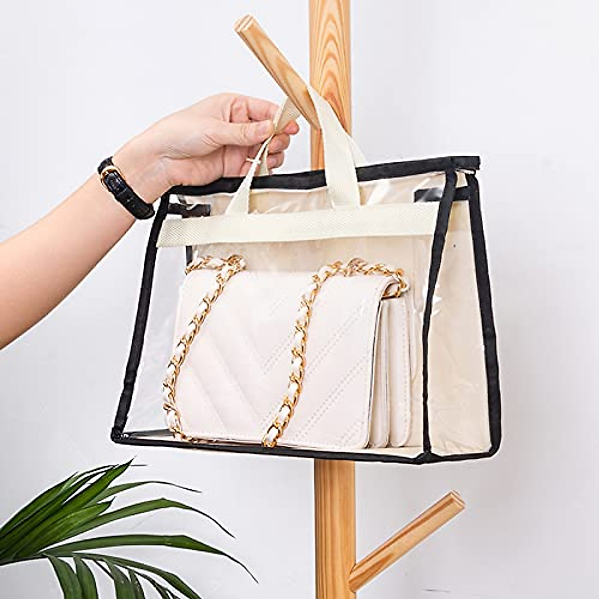 SZXFMY Handbag Organizer Dust Bags Transparent Hanging Purse Organizer Wallet Storage Bag 4pack for Hanging Closet with Handle and Zipper Handbag(4 Pack)
