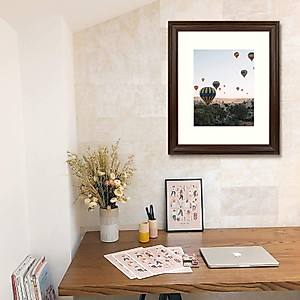 Golden State Art, 16x20 Brown Border Photo Frame, with Ivory Mat for 11x14 Picture & Real Glass