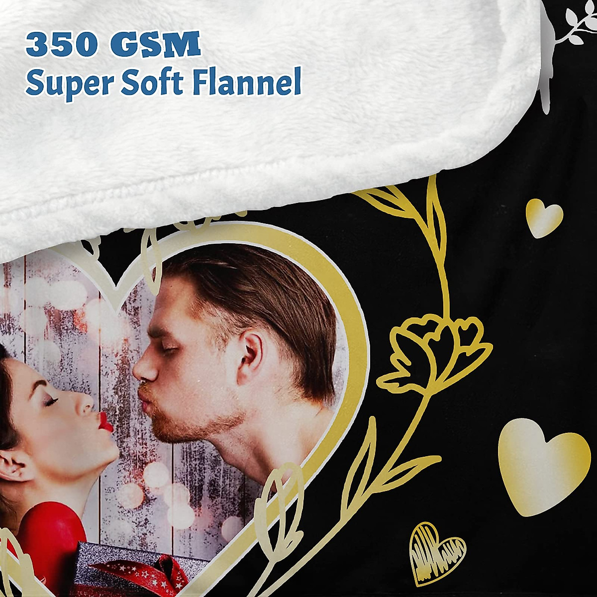 WISH TREE Custom Anniversary Blanket Gifts with Name Pictures, Valentine Gifts for 1th 5th 10th 15th Anniversary, Custom Blanket for Couple, Wedding Anniversary Romantic Gifts for Wife Husband Couple