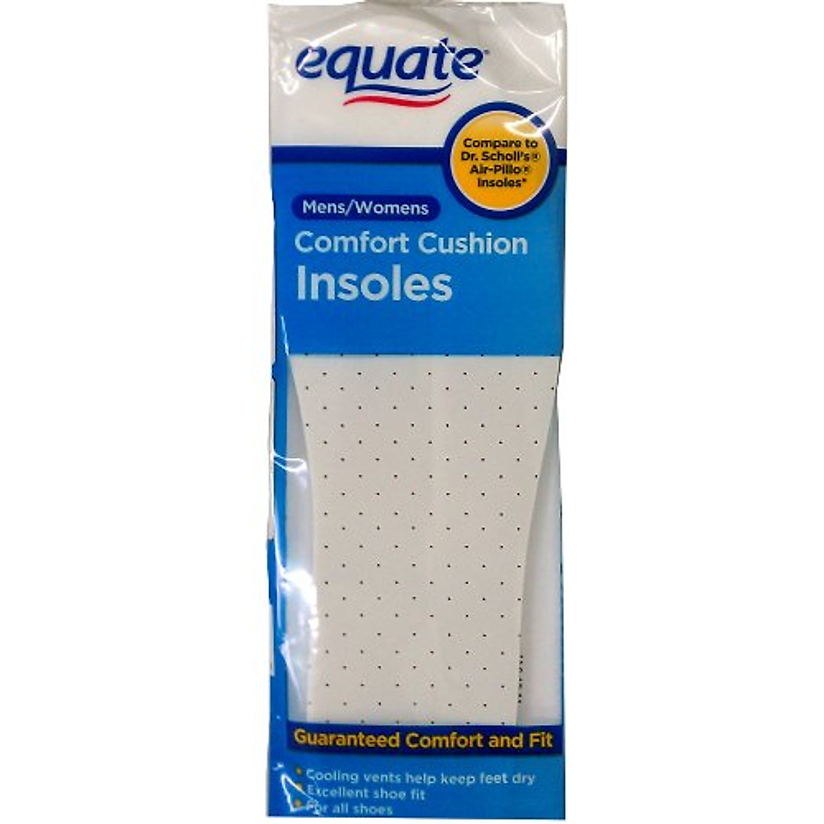 Comfort Cushion Insoles for Men and Women by Equate One Pair Compare to Dr. Scholl's Air-Pillo Insoles
