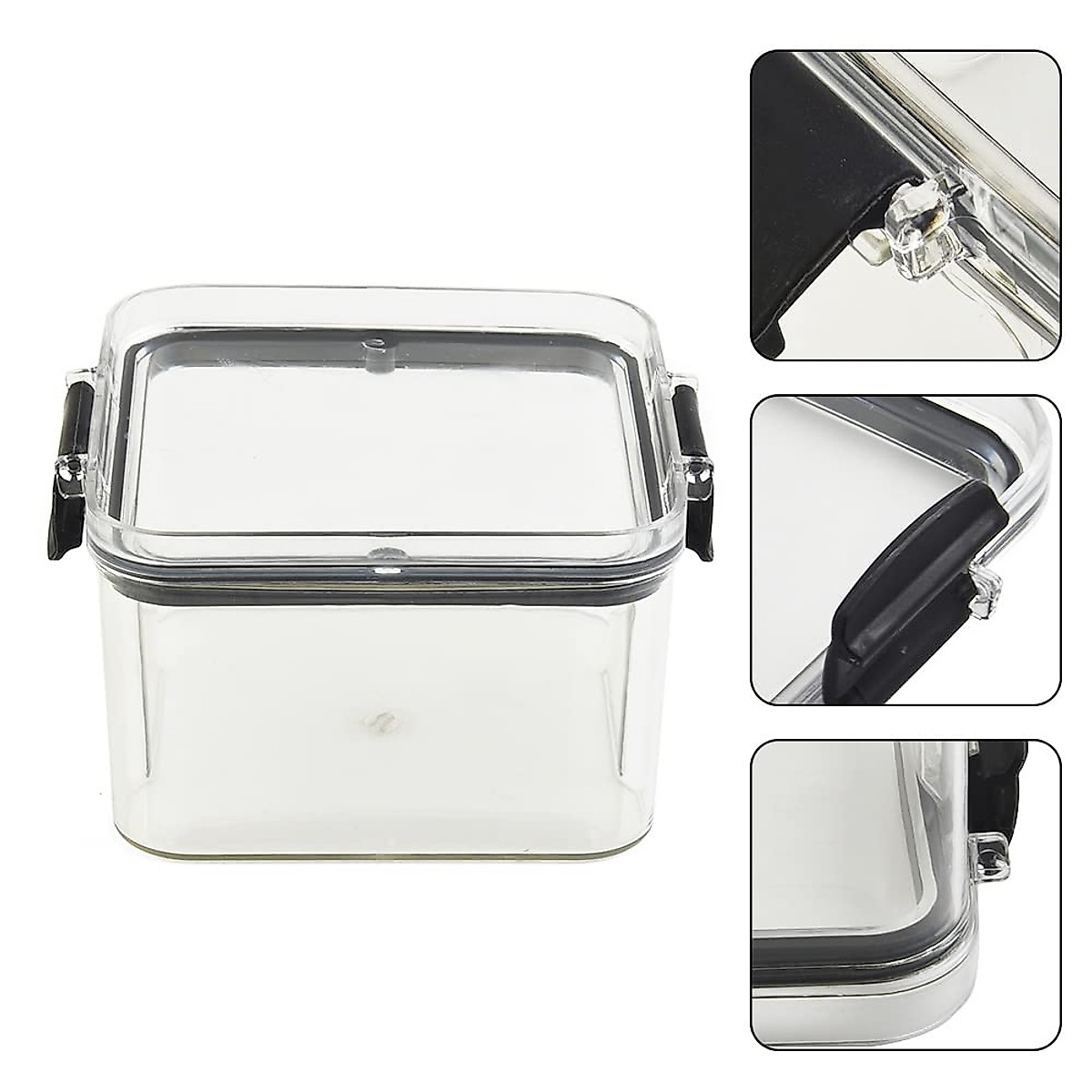 AKOAK 1 Pack Airtight Food Storage Container - (460ml) Square Clear Storage Box - Spices, Sweets, Nuts, Coffee and Tea, Spillproof to Keep Food Fresh and Dry