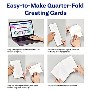 Avery Printable Greeting Cards, Quarter-Fold, 4.25" x 5.5", Matte White, 20 Blank Cards with Envelopes (3266)