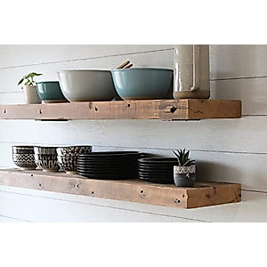 Urban Legacy Deep Floating Shelves | Reclaimed Chunky Wide Plank Barn Wood Shelves with Low Profile Brackets | High Weight Capacity