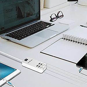 6 Ports USB Charger Hub Desktop US Plug AC Power Wall Travel Charging Adapter Slots Charging Station Extension Socket Outlet with Cable