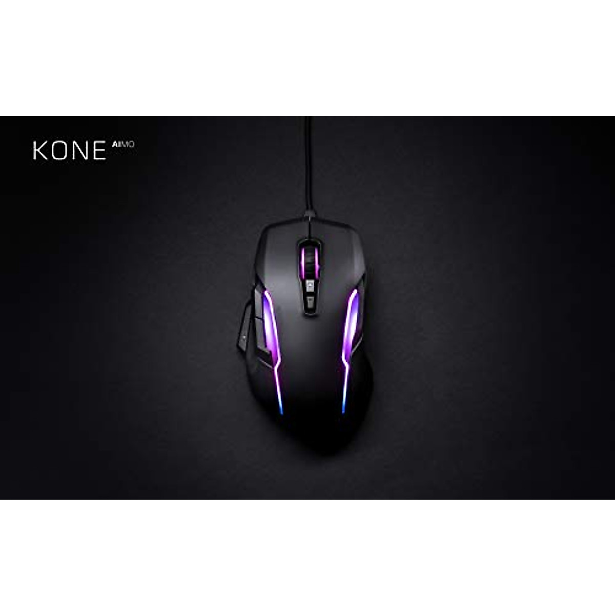 ROCCAT Kone AIMO Remastered PC Gaming Mouse, Optical, RGB Backlit Lighting, 23 Programmable Keys, Onboard Memory, Palm Grip, Owl Eye Sensor, Ergonomic, LED Illumination, Adjustable to 16,000 DPI-Black