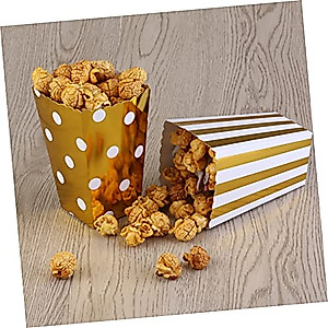 FUNOMOCYA 50pcs Popcorn Boxes Cookie Container Candy Containers Disposable Containers Popcorn Containers Party Candy Boxes Cookies Box Popcorn Cup Popcorn Bucket Cardboard Golden
