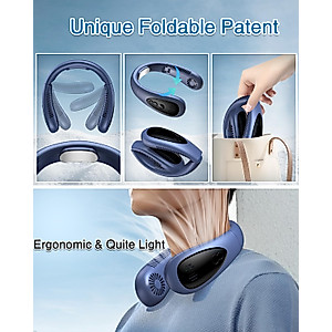 Neck Air Conditioner, 5000mAh Portable Neck Fan with Semiconductor Cooling Airflow Bladeless USB Neck Fans Portable Rechargeable with 3 Speeds, LED Display, Personal Fan for Outdoor Travel Indoor