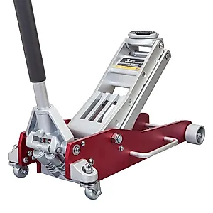 BIG RED AT830003XLR Torin Low Profile Economic Aluminum Service/Floor Garage Jack with Quick Lift Pump, 3 Ton (6,000 lb) Capacity, Red