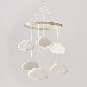 Baby Mobile for Crib - Boho Crib Mobile - Felt Cloud Mobile - Gender Neutral Baby Mobile - Boho Nursery Decor - Crib Mobile for Girls, Boys - Mobile for Bassinet, Pack N Play - Cloud