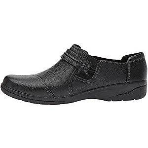 Clarks Women's Cheyn Madi Loafer, Black Tumbled Leather, 10 W US