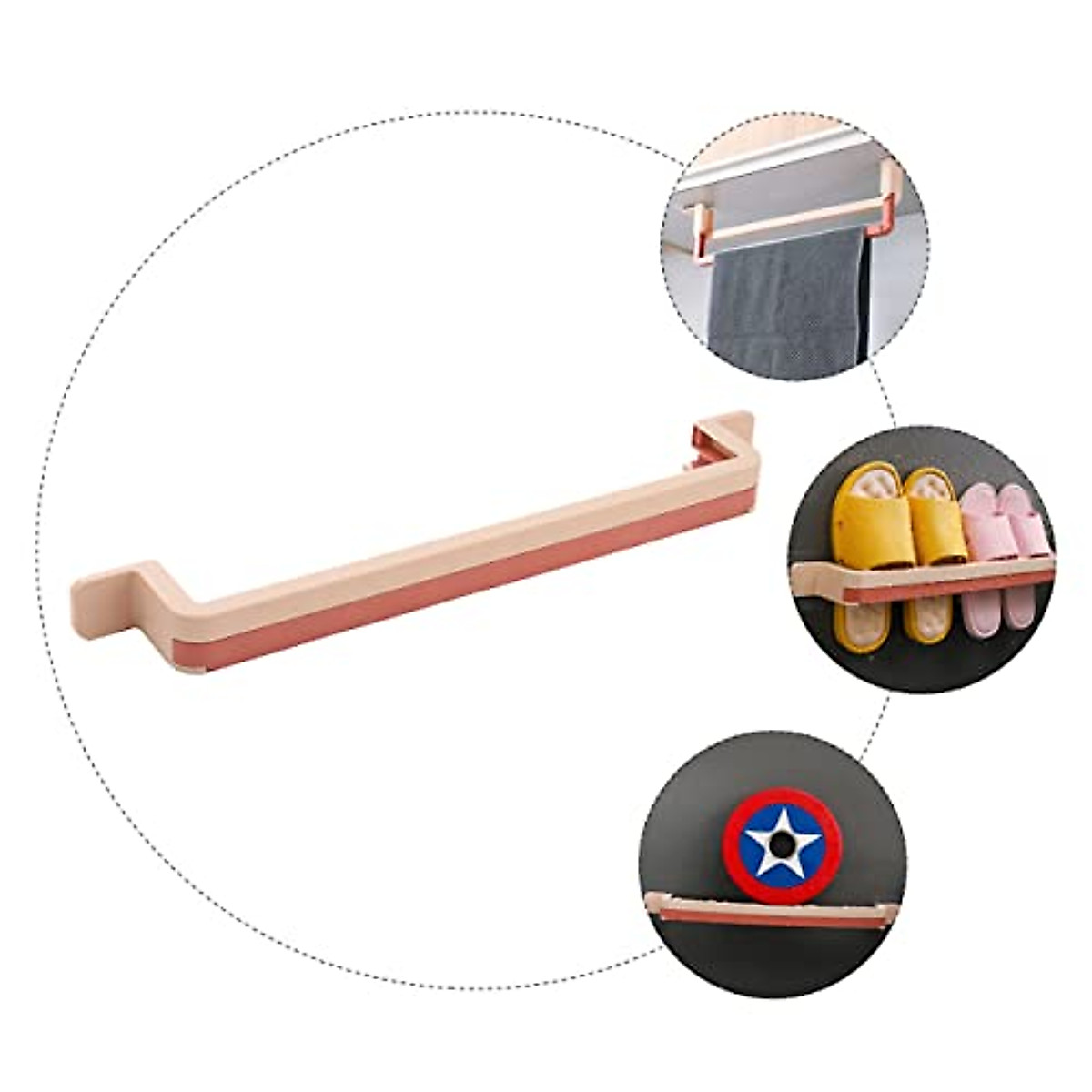 Healeved Slippers Storage Rack Over Door Clothes Hanger Rack Hanging Shoe Rack for Wall Red Hangers Wall Towel Holder Slipper Storage Rack Shoes Holder for Dry Punch-free Rack Bathroom Rack