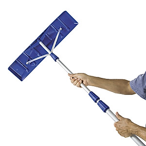 Snow Joe RJ204M 21' Twist-n-Lock Telescoping Snow Shovel Roof Rake with 6" by 25" Poly Blade, 25 inches, Blue