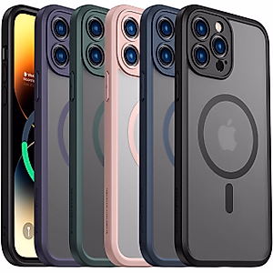 ImpactStrong Magnetic Guard Designed for iPhone 14 Pro Max Case [Camera Protection] [Military Grade Drop Tested] [Compatible with MagSafe] Slim Translucent Matte Phone Case (6.7") - Dark Green