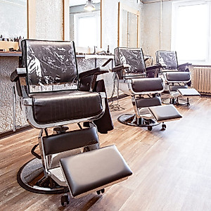 Hoolerry 4 Pcs Salon Chair Cover Protectors Clear Chair Covers Salon Equipment Clear Plastic Salon Chair Cover for Most Standard Salon Chairs Office Chairs Christmas(Black Edge)