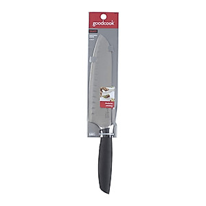 GoodCook Touch 7-Inch Santoku Knife, High Carbon Steel, Non-Slip Comfort Grip, Dimpled Knife Blade for Easy Slicing, Small Kitchen Knife for Mincing and Dicing, Durable and Sharp Knife