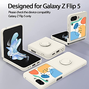 Bonoma Case for Samsung Galaxy Z Flip5 5G with Kickstand Ring Holder, Cute Slim Silicone Shockproof Protetive Bumper Women Girl Phone Case for Samsung Galaxy Z Flip5，Antique White