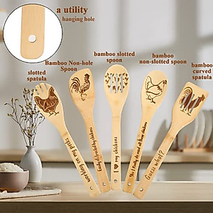 Rooster Wooden Spoons for Cooking, Chicken Kitchen Decor Pioneer Woman Kitchen Accessories, Rooster Decor for Kitchen farmhouse Wedding Mother's Day Decorations - Funny Chicken Gifts